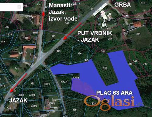 PLAC u selu JAZAK, 3,5 km od BANJE VRDNIK