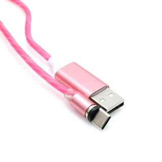 USB data kabal X-CABLE Type C magnetni svetleci roze