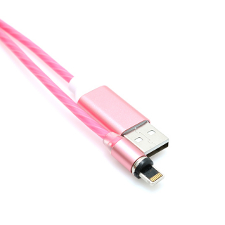 USB data kabal X-CABLE za Iphone lightning svetleci roze