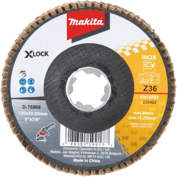 Makita Flap disk Fibergl. podloga pod uglom 125mm x-LOCx Z36