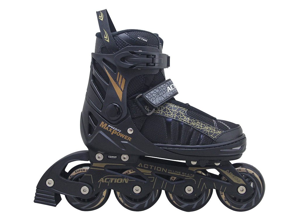 ROLER M (35-38) CRNO ZLATNI ALU ABEC-5 PU TOČKIĆI