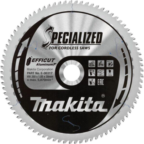 Makita T.C.T. List testere EFFICUT Aluminijum 260mmx30mm 81T