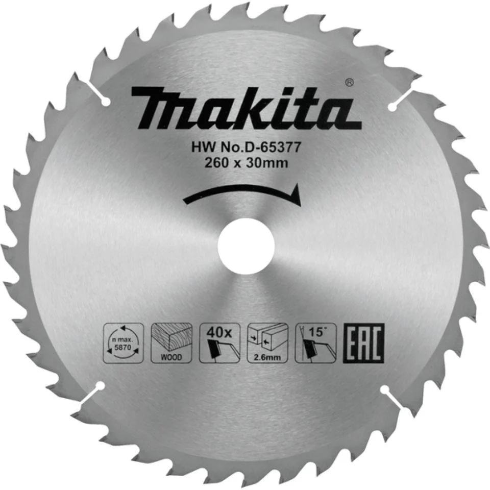 Makita T.C.T. List testere za drvo 260mm x 30mm x 40T