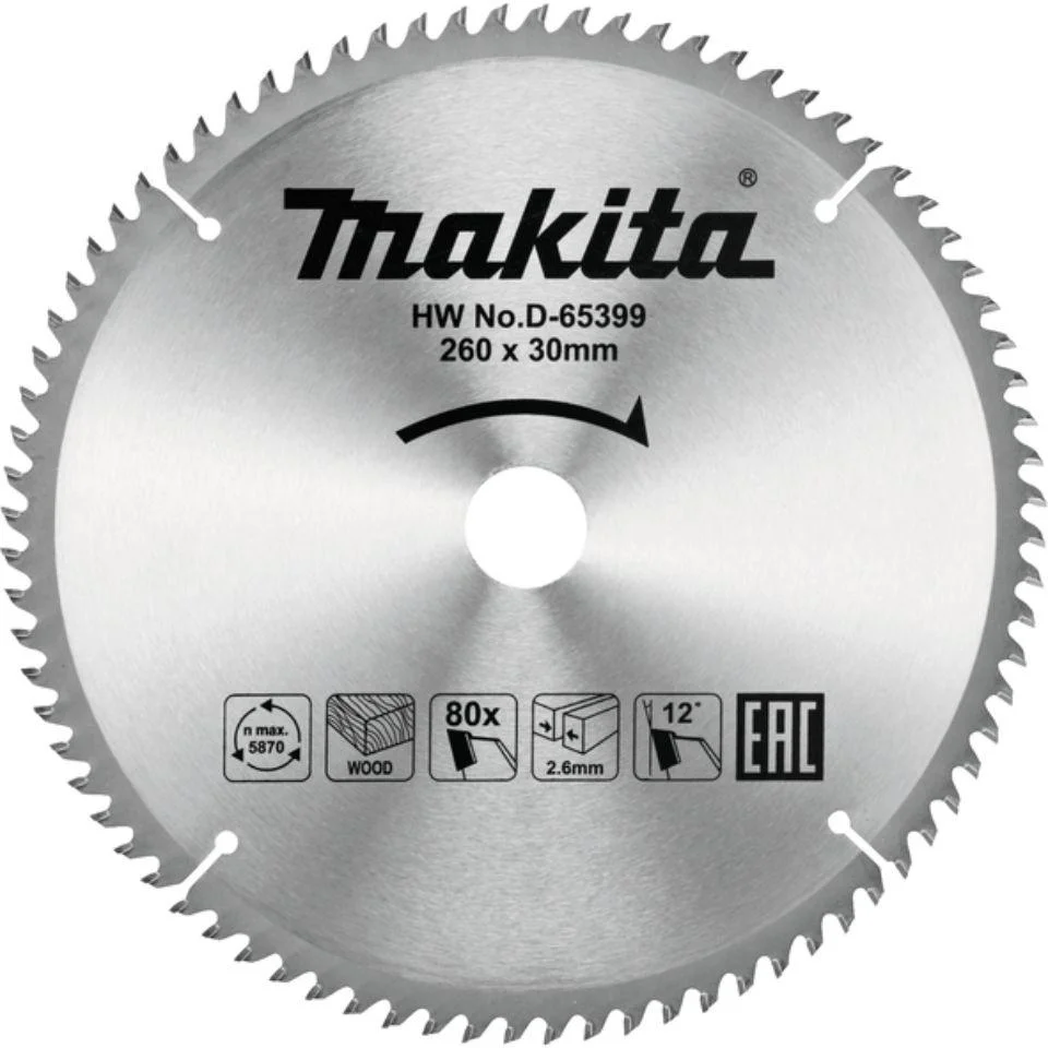 Makita T.C.T. List testere za drvo 260mm x 30mm x 80T