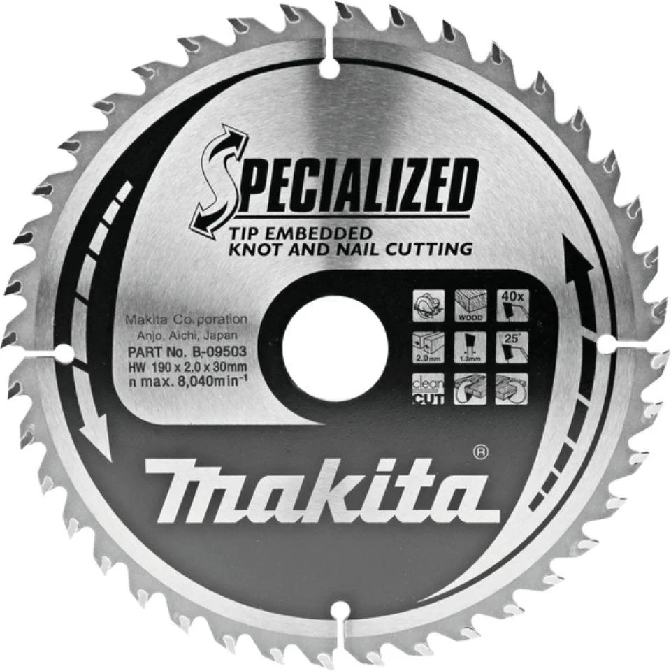 Makita TCT list testere 190×30 40 T
