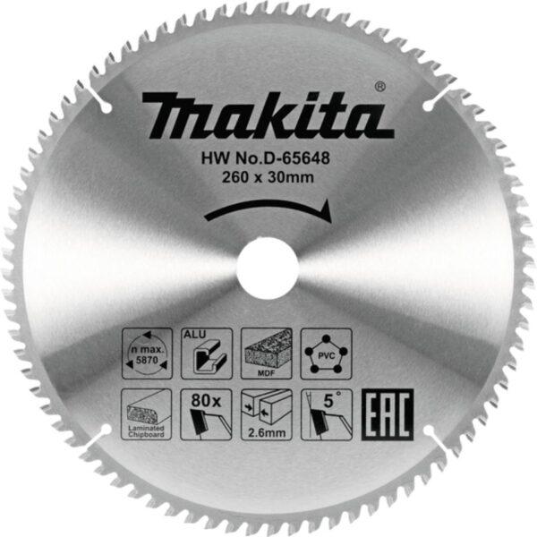 Makita TCT list testere 260mm x 30mm x 100T