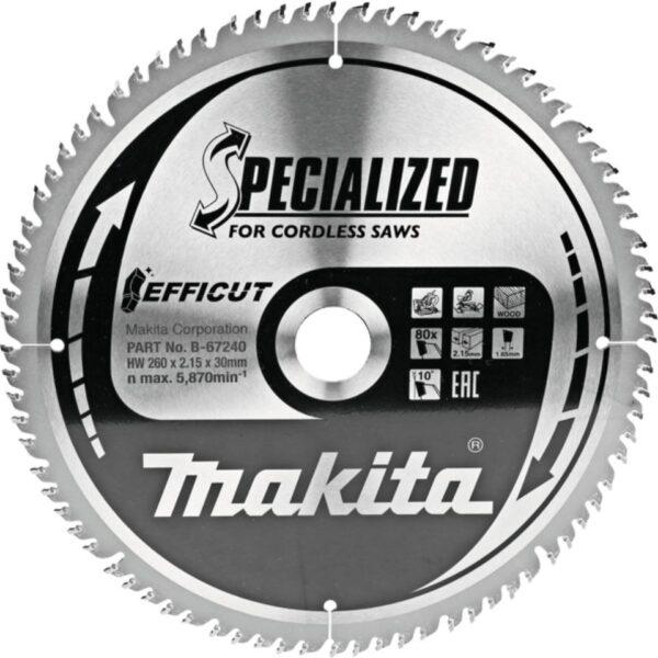 Makita TCT list testere EFFICUT 260mmx30mmx80T