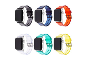 Transparent Apple Watch Sport Silicone Strap 42/44/45mm zuti