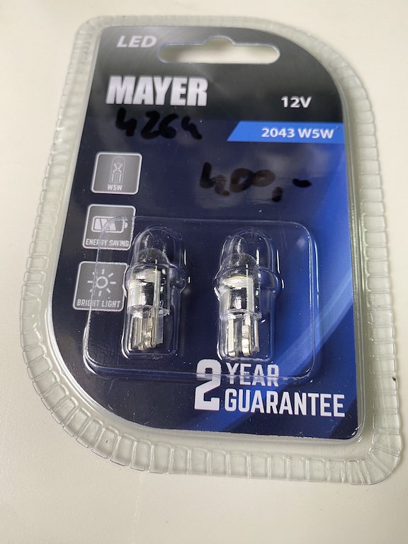 W5W, 12V, 1*F10, White MAYER