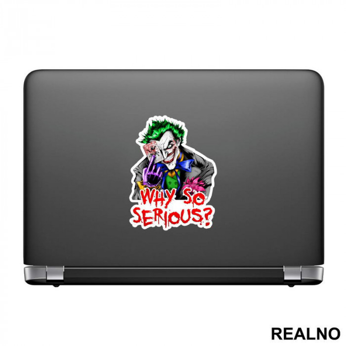 WHY SO SERIOUS? CARD - JOKER - NALEPNICA