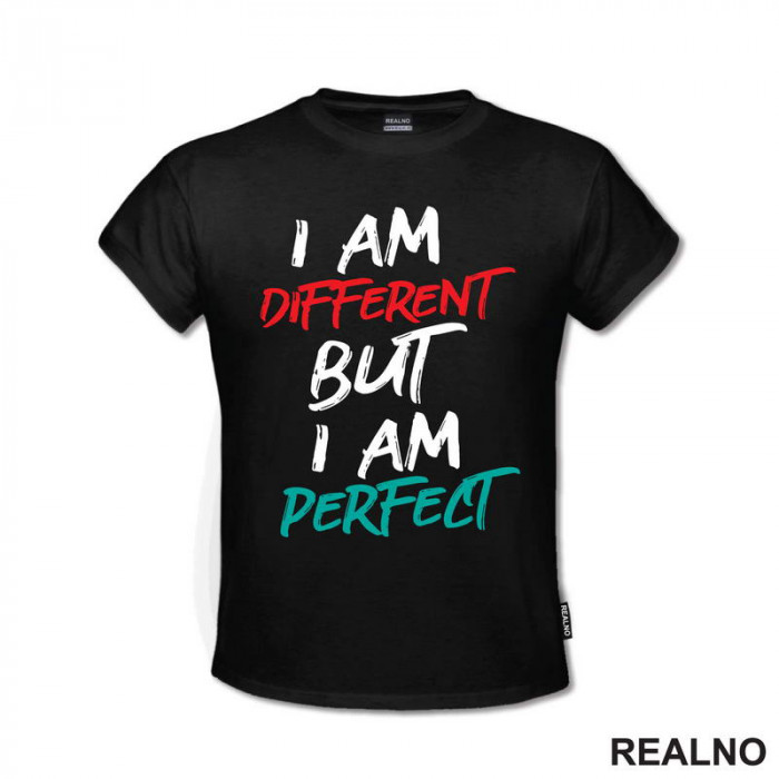 I AM DIFFERENT BUT I AM PERFECT - RED AND BLUE - QUOTES - MAJICA