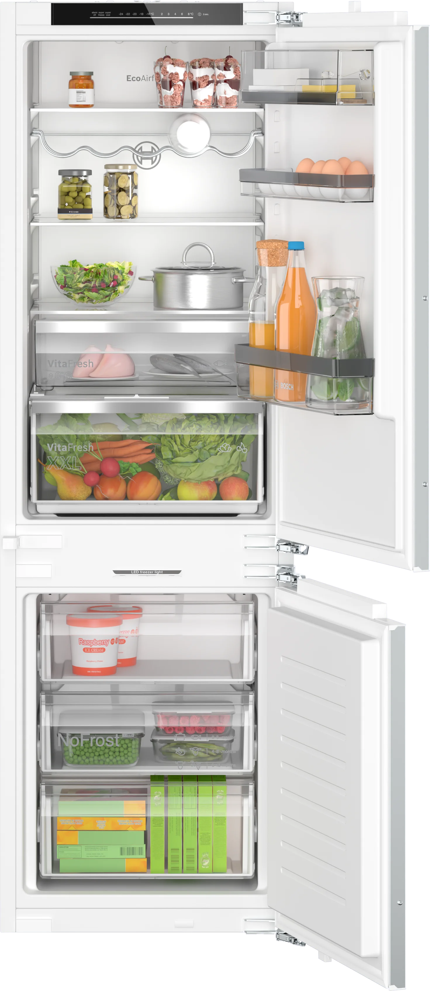 Series 6, built-in fridge-freezer with freezer at bottom, 177.2 x 55.8 cm, soft close flat hinge, KIN86ADD0