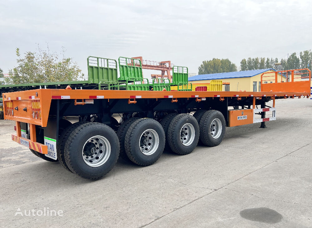 Nova TITAN 4 Axle 40 foot Flatbed Container Trailer Price - Y poluprikolica sa ravnom platformom