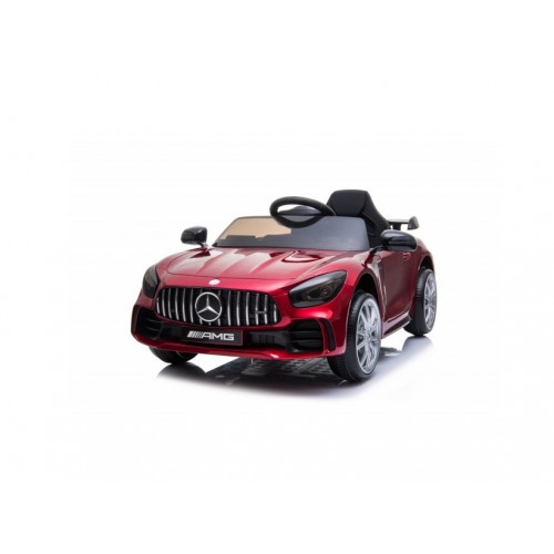 Mercedes GT R AMG Licencirani auto na akumulator sa kožnim sedištem i mekim gumama - Crveni