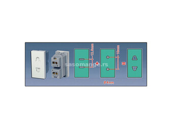 Euro 220V strujna utičnica (16A) sa zatvorenim kontaktima - modul dim. 22.5x45mm (1M) bele boje N...