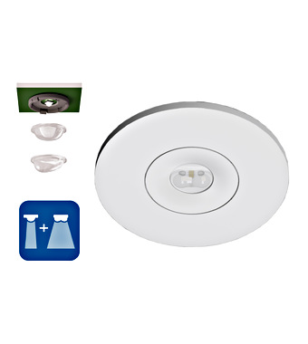 EE Svetiljka 1x4W ERT-LED 3h 230VAC/DC, promenljiva sočiva.
Bijela, okrugla, stropna ugradna, sigurnosna svjetiljka sa adapterom za ugradnju u Ø68mm (minimum dubine 61mm), sigurnosna svjetiljka s...