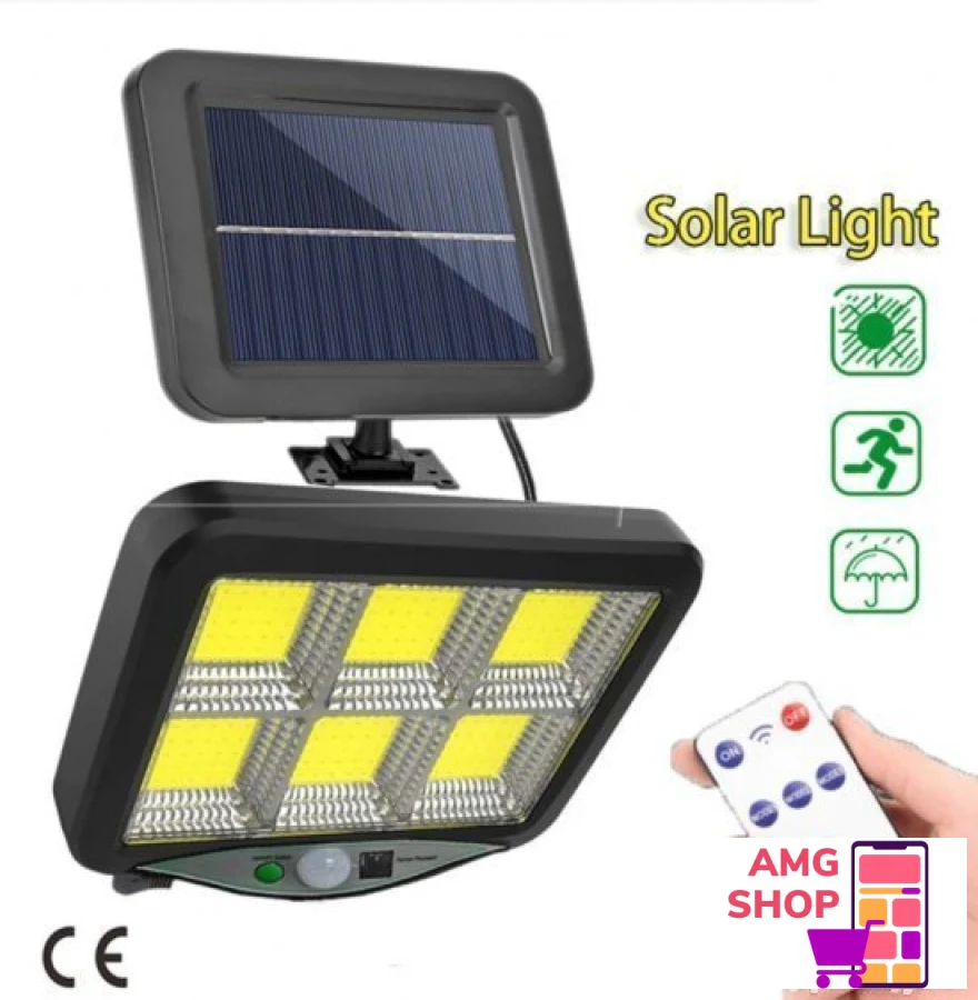 Solarni reflektor sa PIR senzorom i panelom 128 LED 6 COB - Solarni reflektor sa PIR senzorom i panelom 128 LED 6 COB