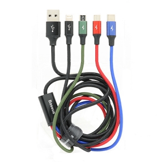 USB data kabal BASEUS FAST 4in1 (1x Iphone lightning + 2x micro + 1x Type C) 1.2m crni