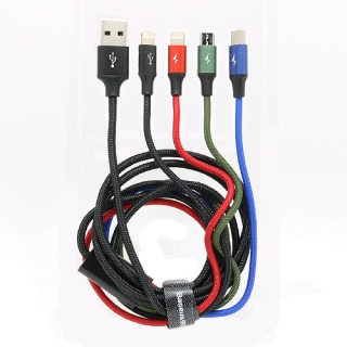 USB data kabal BASEUS FAST 4in1 (2x Iphone lightning + 1x micro + 1x Type C) 1.2m crni
