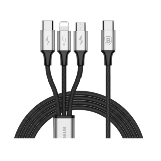 USB data kabal BASEUS RAPID 3in1 micro/Iphone lightning/Type C 1.2m crni