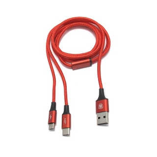USB data kabal BASEUS RAPID 2in1 micro/Type C 1.2m crveni