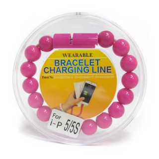USB kabal BRACELET za Iphone lightning pink