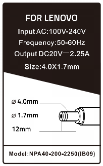 Punjač za laptop NPA40-200-2250 (IB09)
