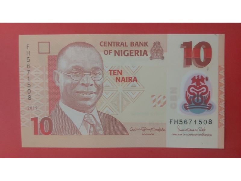 10 naira 2019 god Nigerija UNC polimer