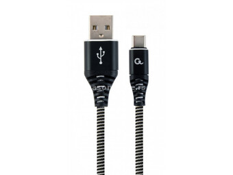 CC-USB2B-AMCM-2M-BW Gembird Premium cotton braided Type-C USB charging -data cable,2m, black/whit...