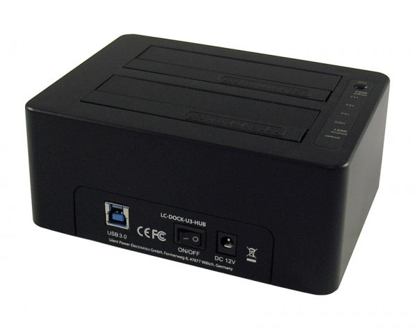 HDD D. Station dual bay LC-DOCK-U3-HUB 2xSSDHDD, Black ,3x USB3.0 HUB