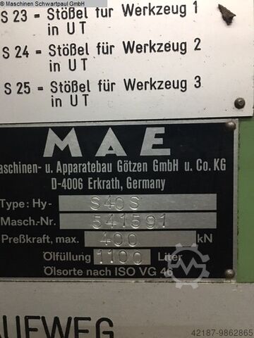 Jednostruka štampa - Hidraulična
MAE S40s