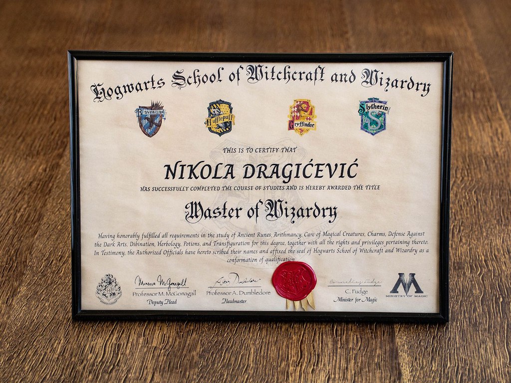 TVOJA HOGWARTS DIPLOMA