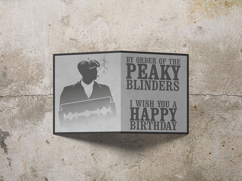 PEAKY BLINDERS ČESTITKA – SIVA