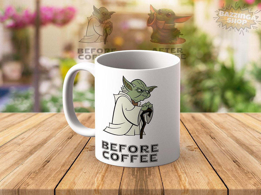 BEFORE / AFTER COFFEE BABY YODA ŠOLJA