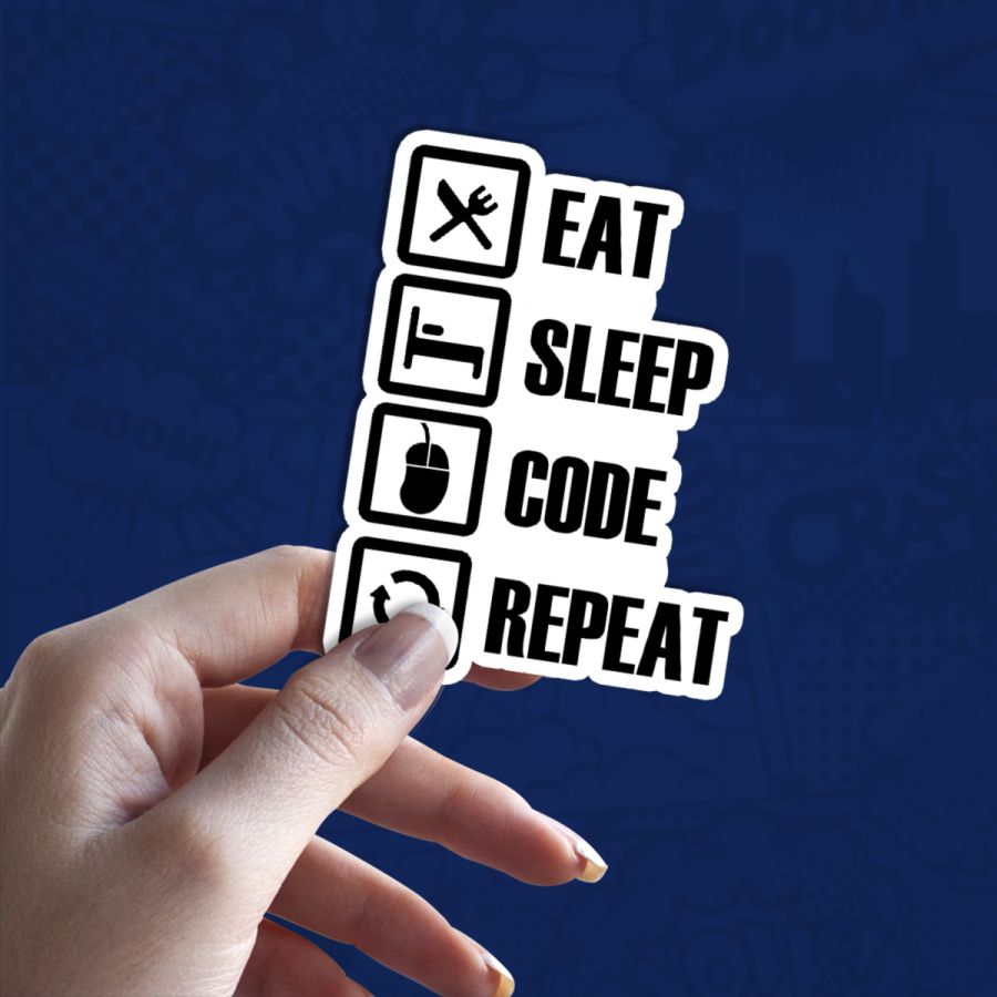 EAT SLEEP CODE REPEAT STIKER