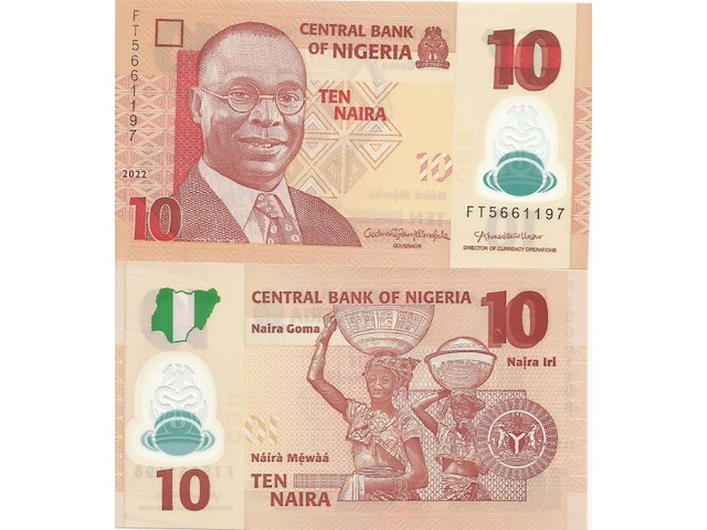 Nigeria 10 naira 2022. UNC Polimer