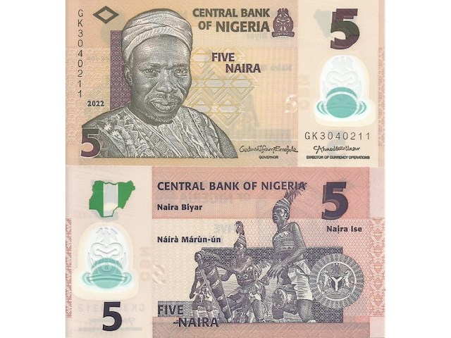 Nigeria 5 naira 2022. UNC Polimer