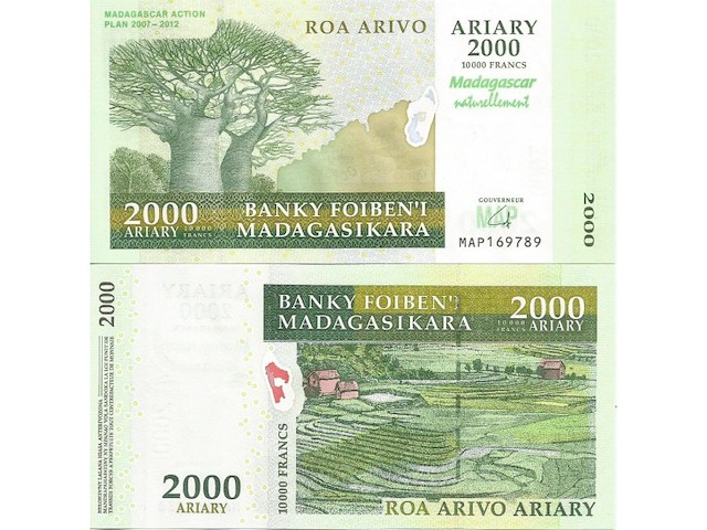 Madagascar 2000 ariary 2012. UNC