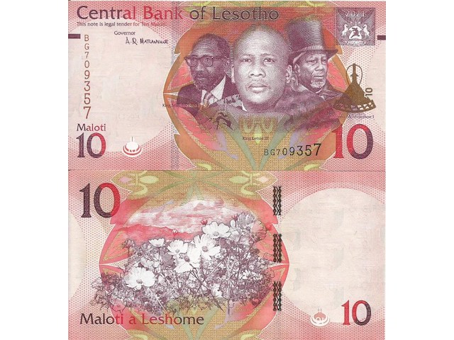 Lesotho 10 maloti 2021. UNC
