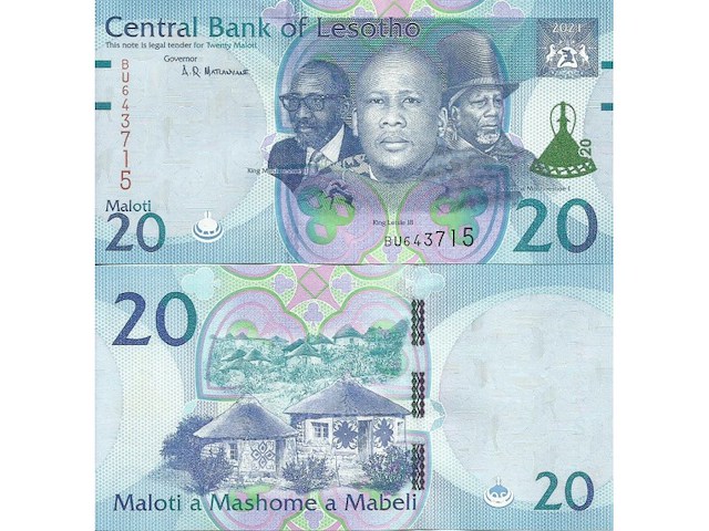 Lesotho 20 maloti 2021. UNC