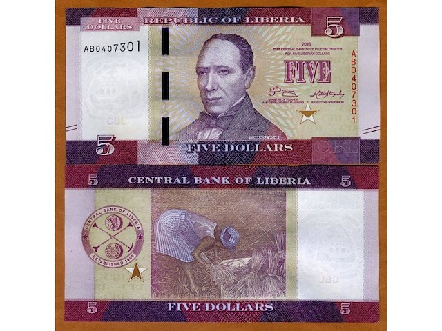 LIBERIJA 5 dolara (2016)  UNC