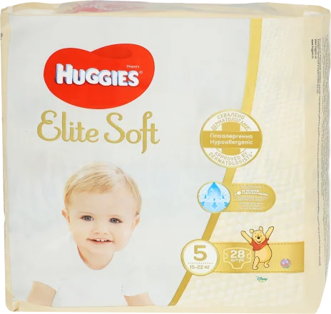 HUGGIES
Elite Soft pelene, veličina 5 (15-22kg), 28 kom