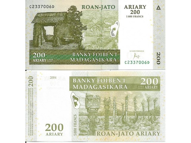 Madagascar 200 ariary 2004. UNC