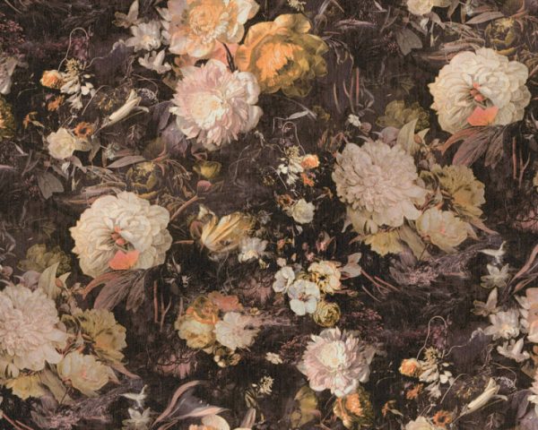 A.S. CRÉATION WALLPAPER «FLORAL, BROWN, CREAM, METALLIC, ORANGE» 388212