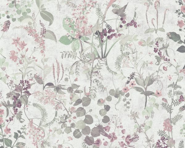 A.S. CRÉATION WALLPAPER «FLORAL, GREEN, GREY, PINK» 388251