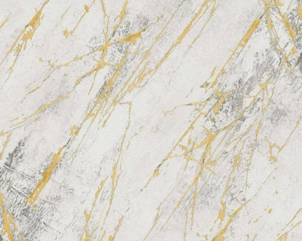 A.S. CRÉATION WALLPAPER «STONE, GOLD, GREY, METALLIC, WHITE» 388173