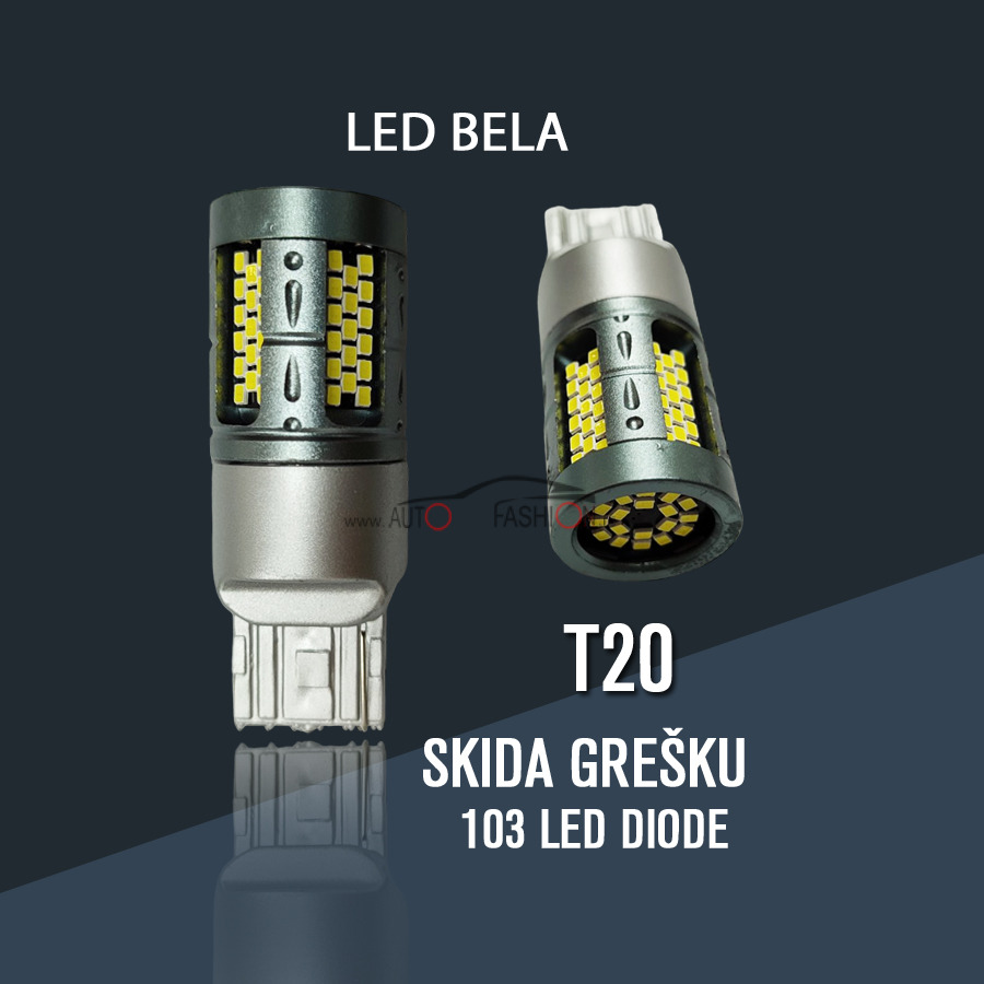 LED sijalica T20 W21 jedno vlakno CANBUS 103 smd KOMAD – BELA