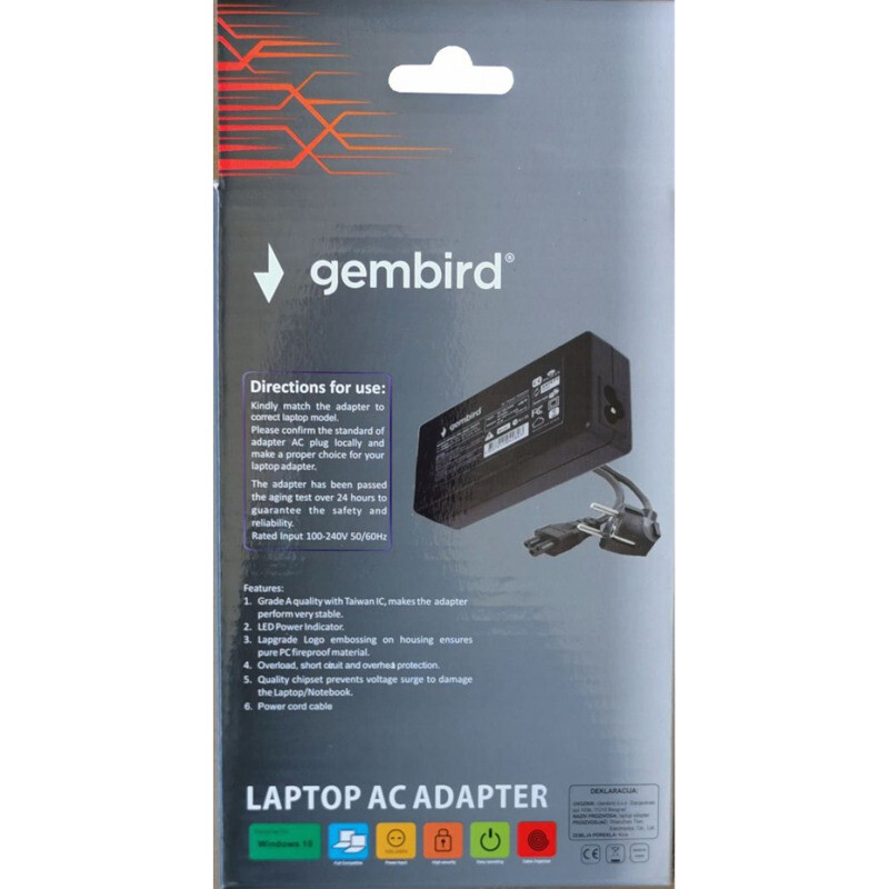 NPA90-190-4740 (HP11) ** Gembird punjac za laptop 90W-19V-4.74A, 7.4×5.0mm black PIN (983)
