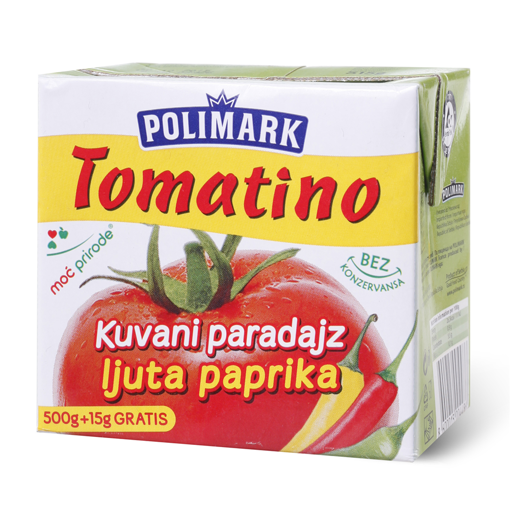 Tomatino kuvani paradajz ljuta paprika 500g Polimark