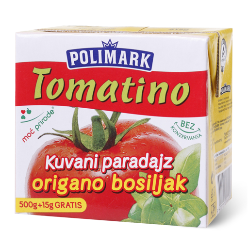 Tomatino kuvani paradajz origano i bosiljak 500g Polimark